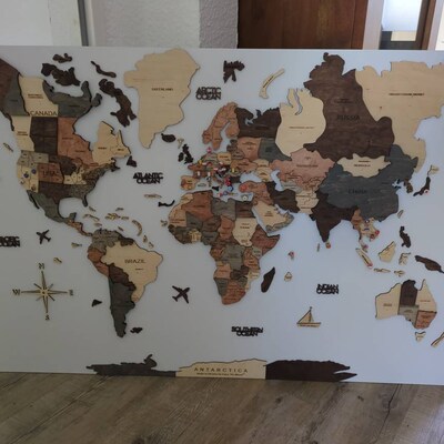 Home Decor Wall Map, US Map Art, Travel Tracker Map With Custom Photos ...