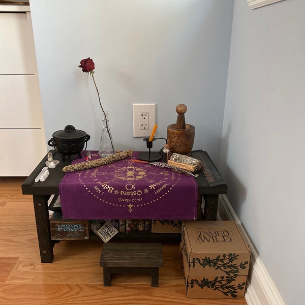 Triple Moon Goddess Pedestal Altar Table With Shelf - Etsy