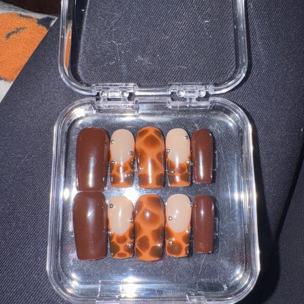 Tortoise Shell Press on Nails Fall Nails Press Ons Nails French Tips ...