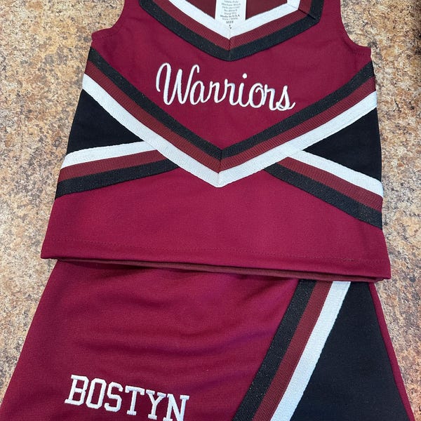 Maroon & Black Cheer Uniform, Customized Cheerleading Uniform, Girls ...