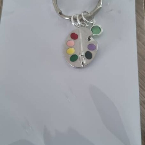 Personalised Artists Keyring, Palette and Paint Brush Keychain ...
