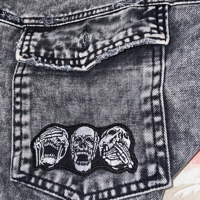 Evil Skull Patch Skeleton Hand Finger Biker Rider Hippie Punk Rock ...