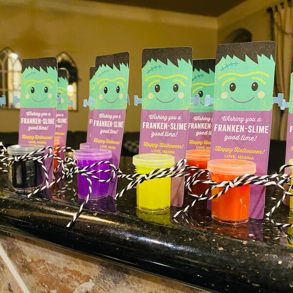 Franken-slime Halloween Treat Printable Tag, Classroom Halloween Treat ...