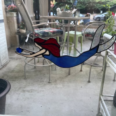 Stained Glass Panel Handcrafted Mermaid Stained Glass Window - Etsy