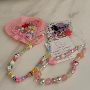 Ivory Flower Butterfly Pastel Color Phone Charm, Bead Phone Strap, Girl ...