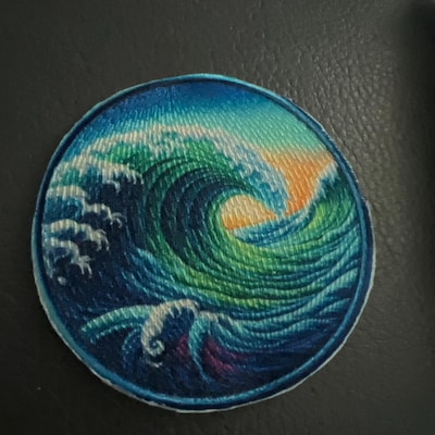 Wave Patch Simple Beach Ocean Embroidered Iron on Patches Custom ...