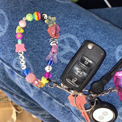 Beaded Keychain 90s Beaded Keychain Y2K Aesthetic Custom Beaded ...