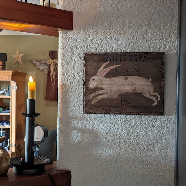 Primitive Rabbit Inn Wooden Picture Sign, Folk Art Easter Trade Sign - Etsy