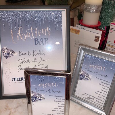 Blue Diamond Menu, Birthday Menu Card Printable, Dinner Party Table ...