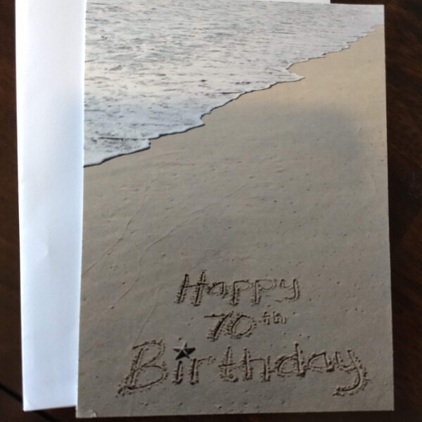 Beach Happy Birthday Card. Beach Writing, Sand Writing, Ocean, Beach ...