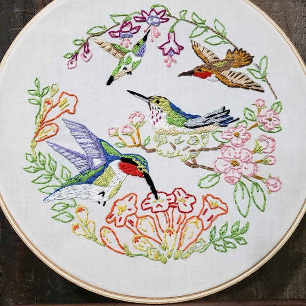 Hummingbird Embroidery, Hummingbird Embroidery Kit, Ruby Throated, Anna ...
