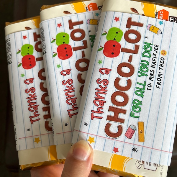 Teacher Chocolate Bar Wrapper Teacher Appreciation Candy Wrap, Thank ...