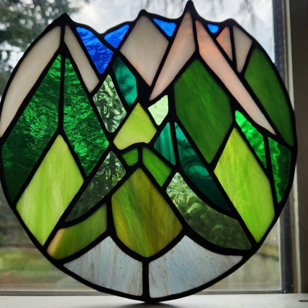 Modern Stained Glass Leaves Pattern, Plant Stained Glass Patterns ...