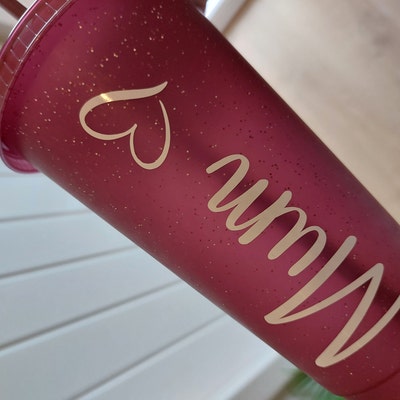 Personalised Glitter Cold Cup 24oz With Lid and Straw, Reusable - Etsy UK