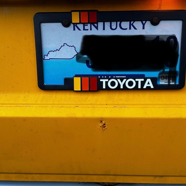 Vintage-toyota-retro-style-license-plate-frame-trd-offroad-tacoma-fj ...
