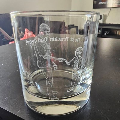 Etched Picture Rocks Glass, Personalized Whiskey Glasses, Bourbon ...