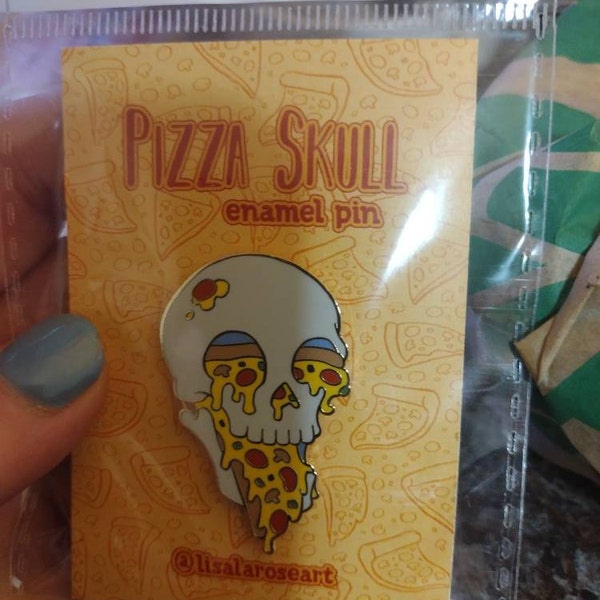 Pizza Skull - Hard Enamel - Lapel Pin - Food Love Foodie Brooch Gold ...