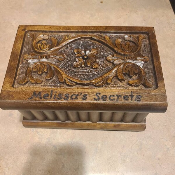 Personalized Puzzle Box , Hand Carved Wooden Secret Lock Box, Vintage ...
