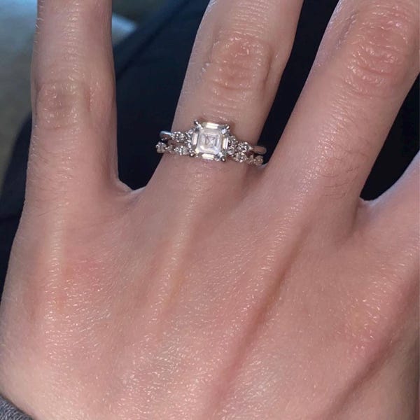 1.94 CT Portuguese Cut Colorless Moissanite Wedding Ring, Unique ...