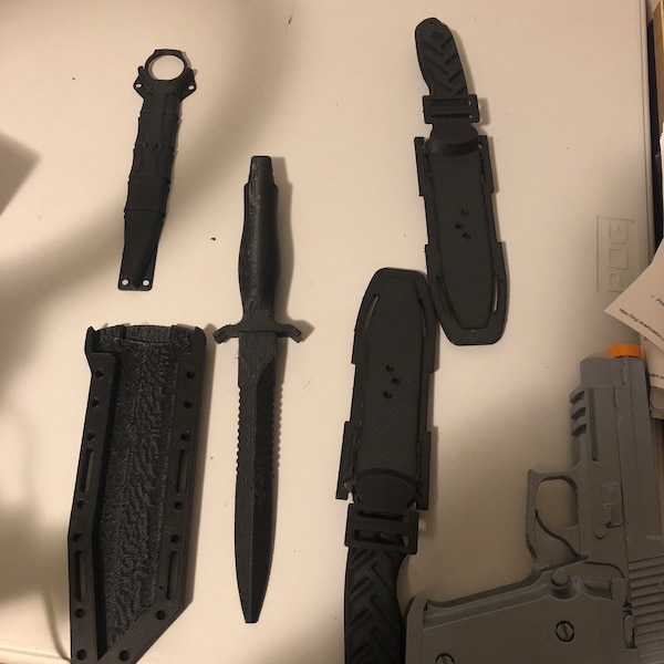 3D Printed Knife Set for Winter Soldier Cosplay Gerber SOCP Yari MK II ...