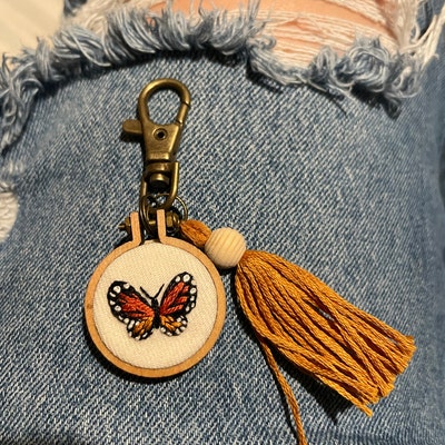 Wax Flower Embroidery Keychain - Etsy