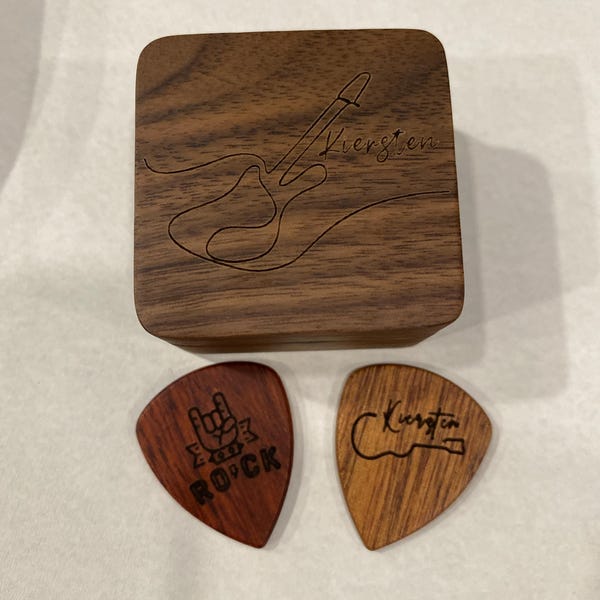 Personalized Guitar Pick Box: Sapele Wood Plectrum Case - Etsy