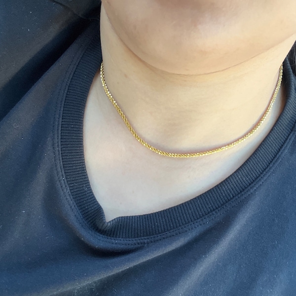 Sparkle Rope Necklace - Stainless Steel Waterproof Silver Sparkle Chain ...