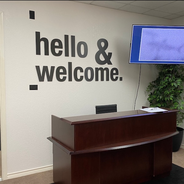Hello & Welcome, Office, Wall, Art, Decor, 3D, PVC, Typography ...
