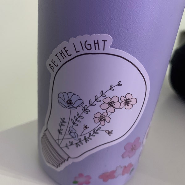 Be the Light Matthew 5:14 Pink & Blue Floral Light Bulb Sticker Faith ...