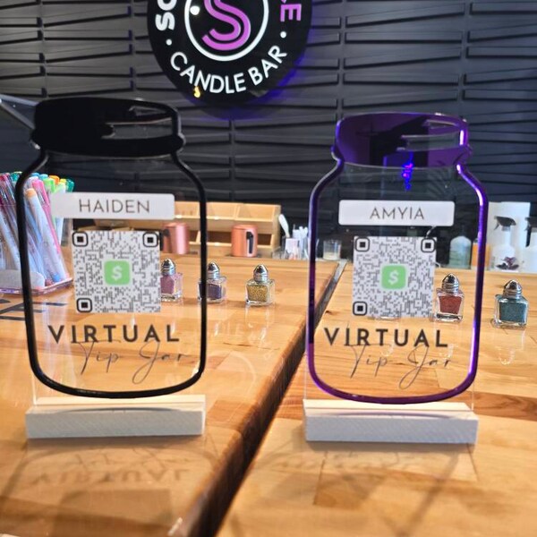 Virtual Tip Jar QR Code Sign With Stand | Tips Accepted Sign | Scan to ...