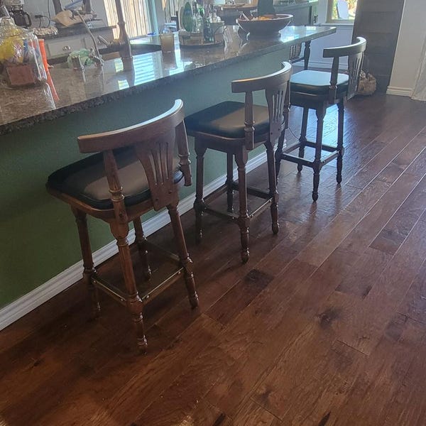 Custom Counter Height Stool, Solid Oak Heigh Chair in Leather, Wooden ...