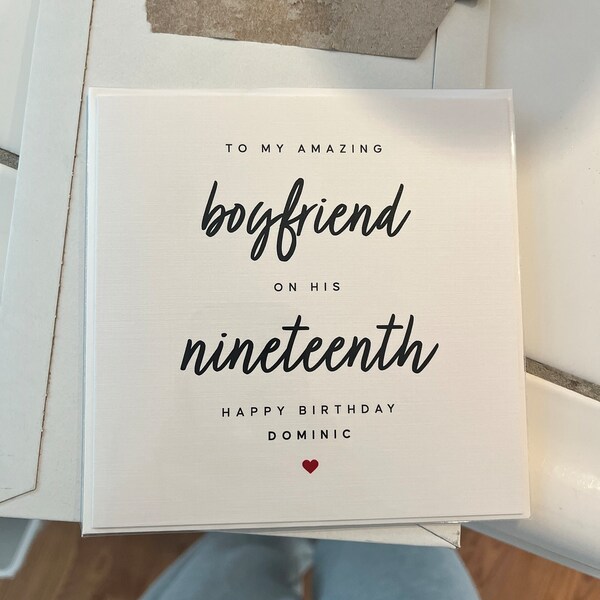 Boyfriend 19th Birthday Card Personalized, Age 19 Romantic Birthday Card for Boyfriend, for Him ...