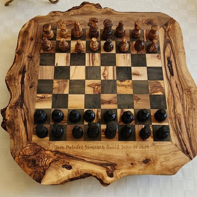 Olive Wood Chess Set, Handmade Elegant Wooden Board With Pieces Eco ...