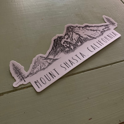Mt. Shasta Bumper Sticker Mount Shasta Pen & Ink Sticker Premium ...
