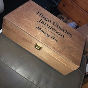 Carved Name Wooden Memory Box Personalised Keepsake Box Rustic Wooden ...