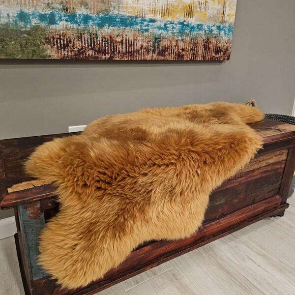 GIANT SHEEPSKIN Triple X Mouflon White Black Throw Genuine Leather ...