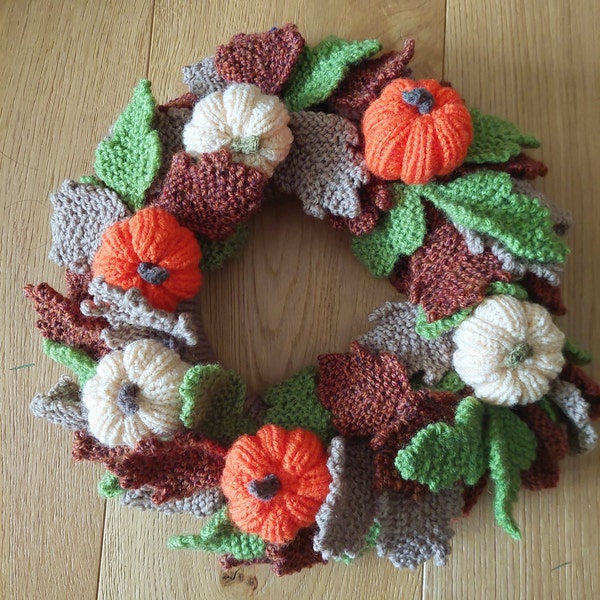 Autumnal Pumpkin Squash Wreath Knitting Pattern - Etsy