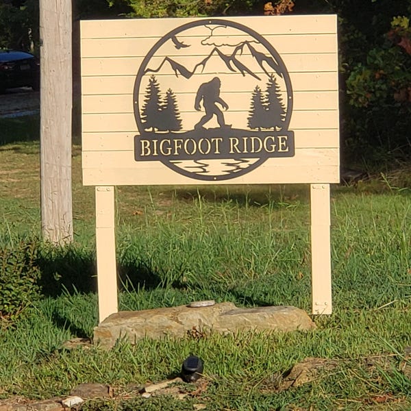 Outdoor Sasquatch Custom Name Metal Sign | Bigfoot Mountain Metal Sign ...