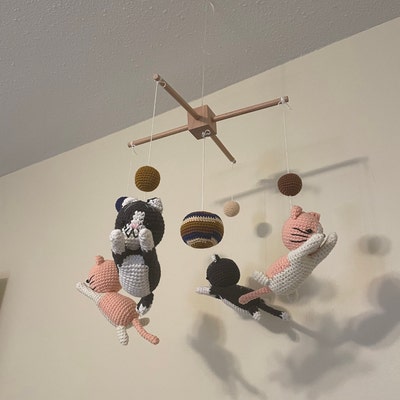 Custom Kitten Baby Mobile, Custom Cat, Kitten Mobile Nursery, Baby ...