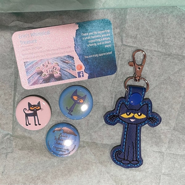 Pete the Cat Keychain Keyfob Embroidered Fob - Etsy