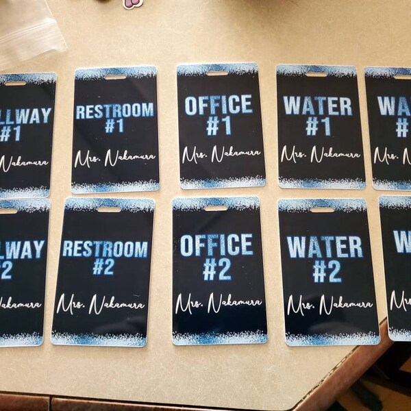 Rose Gold Theme Classroom Hall Passes for Teachers, Personalized, Hall ...