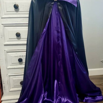 Maleficent Halloween Costume Cape Adult Kids Half Circle Cape Satin ...