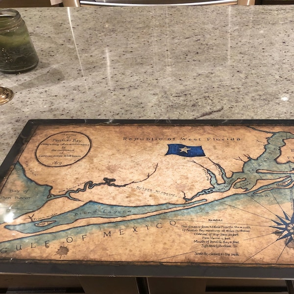 Perdido Bay Map Art C.1819 - 11 X 17 + Perdido Bay - Gulf of Mexico ...