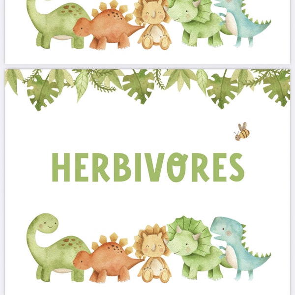 Dinosaur Food Signs | Party Sign Set | Herbivores Carnivores ...