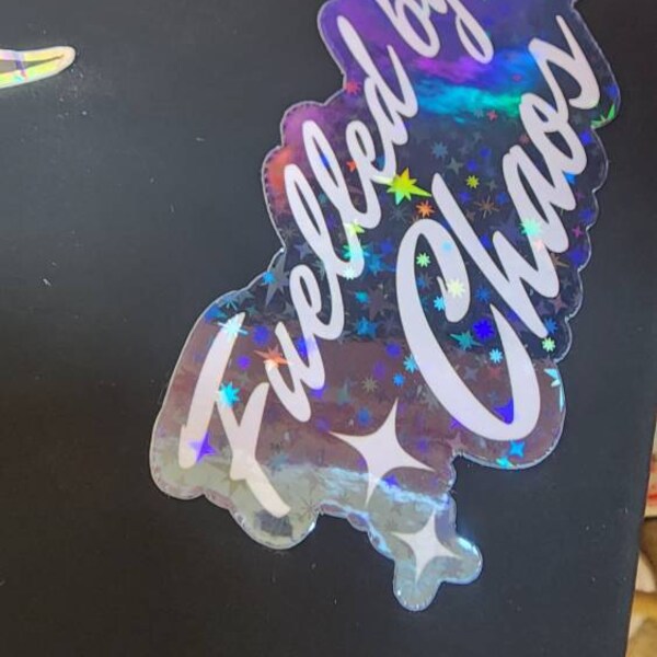 Fuelled by Chaos Holographic Sticker - Emo Sticker, Laptop Sticker ...