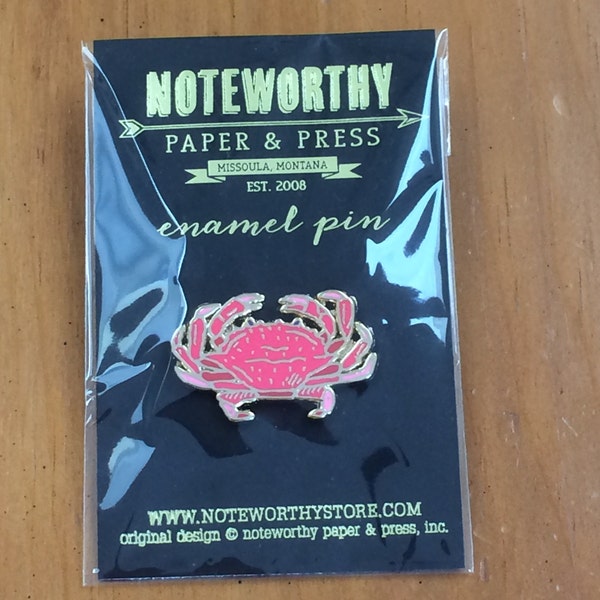 Crab Enamel Pin, Red and Gold Crab Pin, Single Hard Enamel Pin With ...