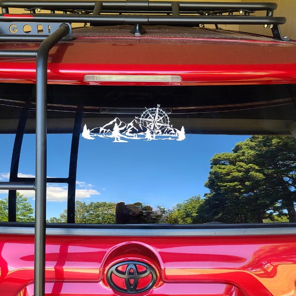 Compass Vinyl Decal Mountain Illustration | Compass Vinyl Decal for RV ...