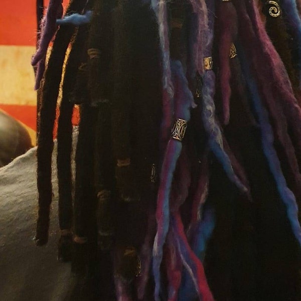 Wool Dreadlocks Purple Blended Custom Wool Dreads- Double Ended Roving ...