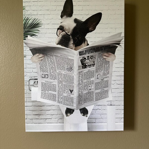 Custom Dog on Toilet Portrait, Personalised Pet Portrait Reading ...