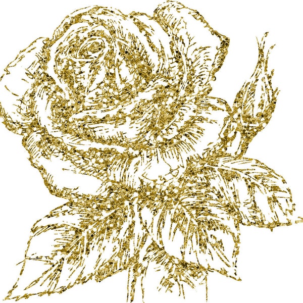 Gold Glitter Rose Sets, 300 Dpi, Instant Download, Commercial Use ...
